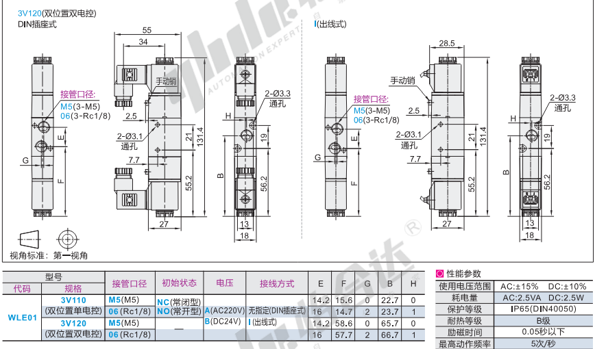 VAN ĐIỆN TỪ LOẠI THÍ ĐIỂM HAI VỊ TRÍ BA CHIỀU DÒNG 3V100