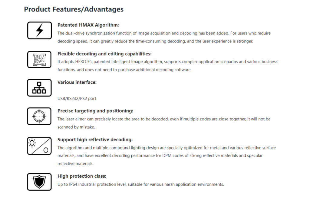MULTI-LIGHTING BARCODE READER H296 SERIES