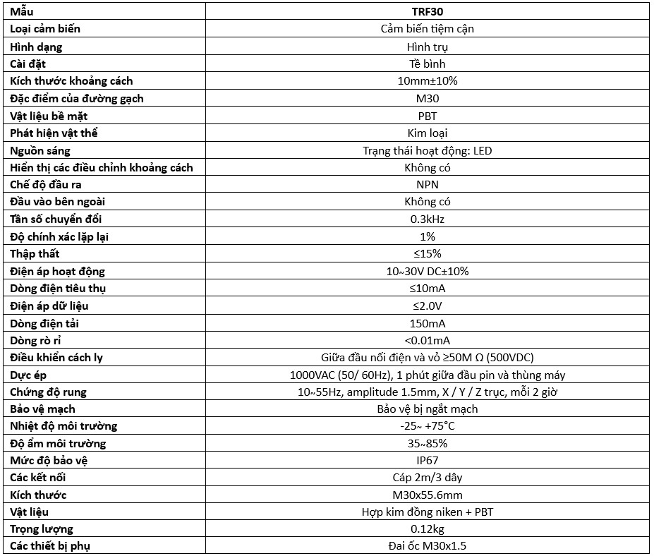 CẢM BIẾN TỪ TRF30 SERIES